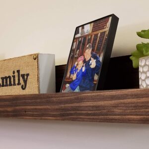 Farmhouse Rustic Wooden Picture Ledge Shelf, Available in 20 Colors, 11 Sizes, Shown in Jacobean - Floating Shelf, Rustic Shelf, Open Shelving, Nursery Shelf, Floating Shelves, Modern Farmhouse