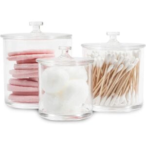 juvale acrylic jars set, plastic apothecary containers with lids (3 pack)