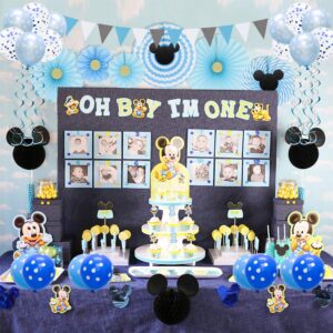 Meiduo Mouse Birthday Party Supplies Blue Baby Shower Decorations for Boy Room Decor Classroom Decoration