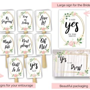 PureRejuva Wedding Dress Shopping Signs Paddles - Say yes to the Dress Props – Ideal for Bridal Dress Shopping Fun with your Bridesmaids (25 Pieces)