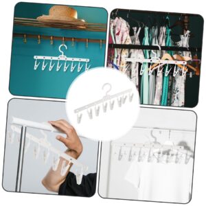 Cabilock Foldable Clip Hangers Clothes Sock Underwear Clips Space Saving Windproof Drying Racks Clothespins for Home Travel (White) Sock Hanger