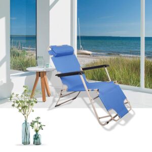 Livebest Set of 2 Lounge Chairs Folding Cot 2-in-1 Portable Reclining Beach Chair for Yard Garden Pool