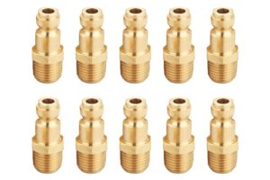 brass 1/4 inch npt male automotive type c, air hose quick connect adapter, air coupler and plug kit, air compressor fittings, 10pcs (male npt)