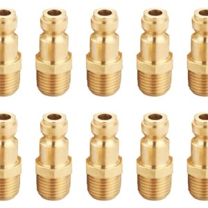 Brass 1/4 Inch NPT Male Automotive Type C, Air Hose Quick Connect Adapter, Air Coupler and Plug Kit, Air Compressor Fittings, 10pcs (Male NPT)