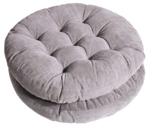 tiita patio chair cushions round seat pillows set of 2 floor pads 22" x 22" throw cushion for indoor/outdoor furniture sitting living room garden, grey