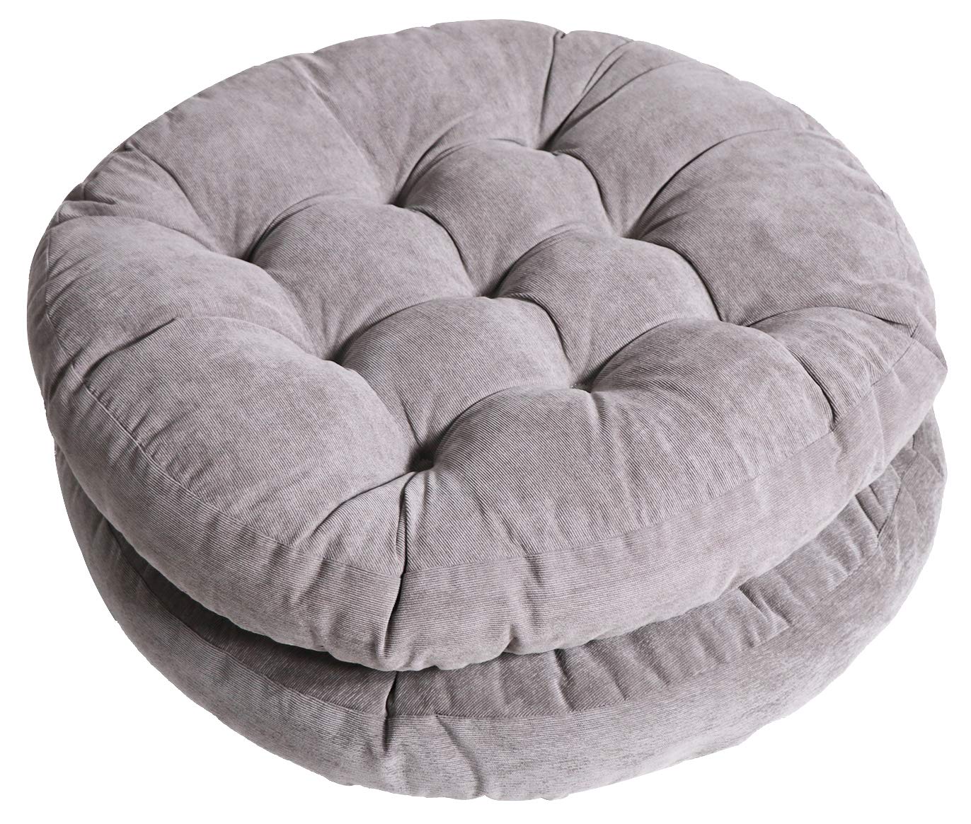 Tiita Patio Chair Cushions Round Seat Pillows Set of 2 Floor Pads 22" x 22" Throw Cushion for Indoor/Outdoor Furniture Sitting Living Room Garden, Grey