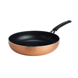 ecolution impressions hammered nonstick frying pan, dishwasher safe cookware with riveted stainless steel handles, 10-inch, copper