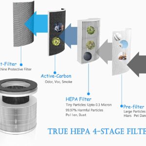 Tredy H13 Grade HEPA Air Purifier Replacement Filter for Smoke, Smokers, Dust, Odors, Pet Dander, TD-1500, 2 Pack