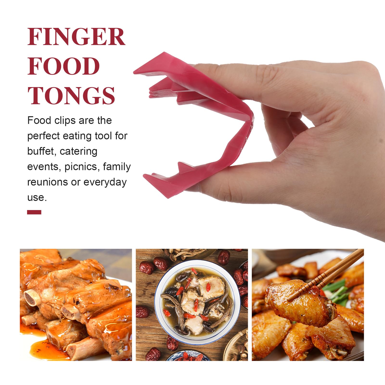 Yardwe 12PCS Food Finger Tongs, Trongs Prep Finger Prep Eating Trongs Guards for Eating Snacking, Finger Food Utensil Finger Cover Finger Protector for Home Kitchen Restaurant