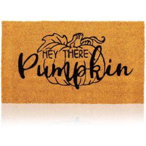 juvale natural coir welcome door mat, hey there pumpkin fall decor(30 x 17 in)