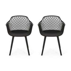 christopher knight home delia outdoor dining chair (set of 2), black