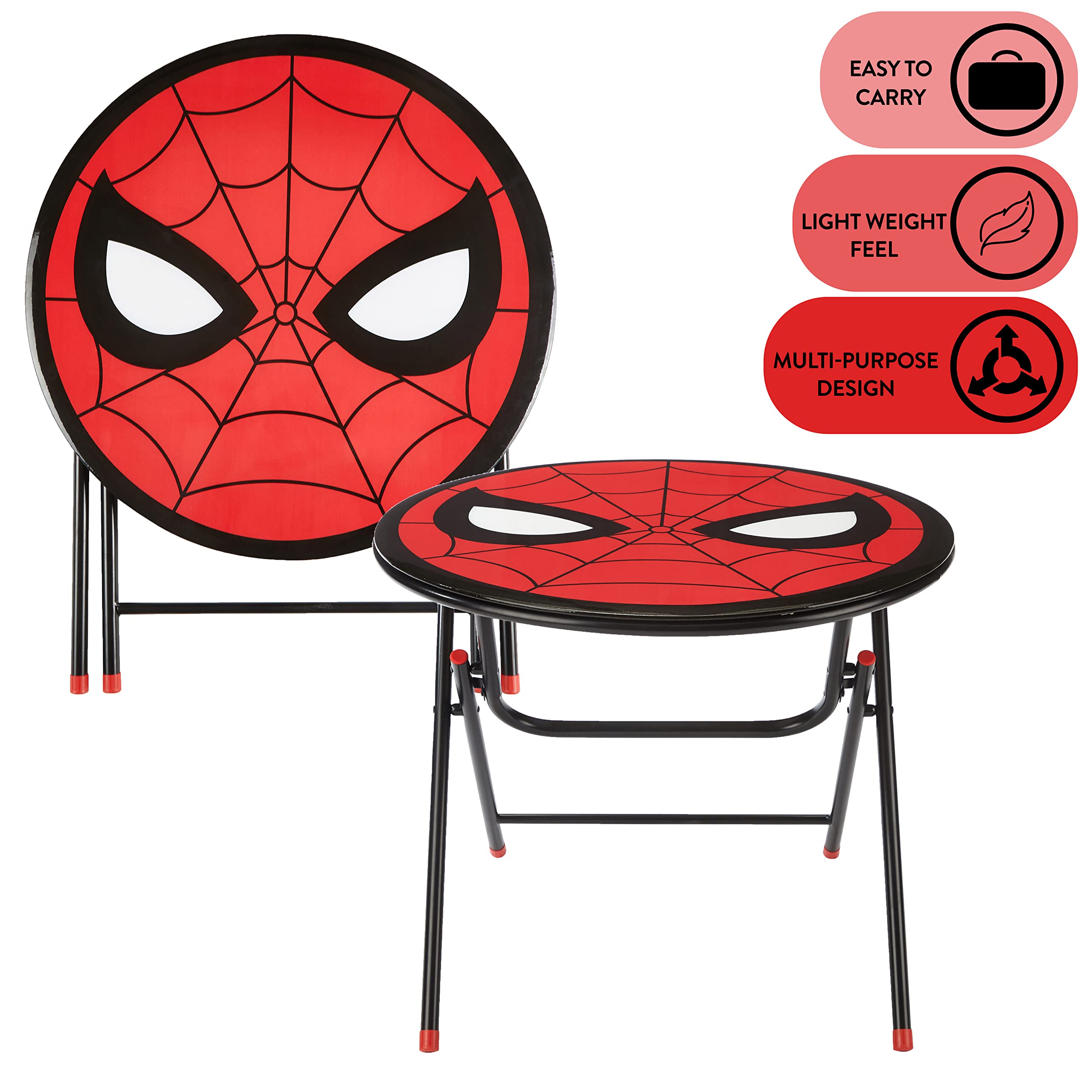 Marvel Spiderman 3 Piece Foldable Round Table and Chair Set, Ages 3+