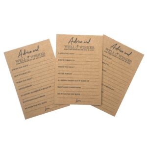 RXBC2011 Kraft Rustic Wedding advice and well wishes cards for the soon to be Mr and Mrs Bride and Groom Newlyweds Bridal Shower Games Note Marriage Advice Pack of 50