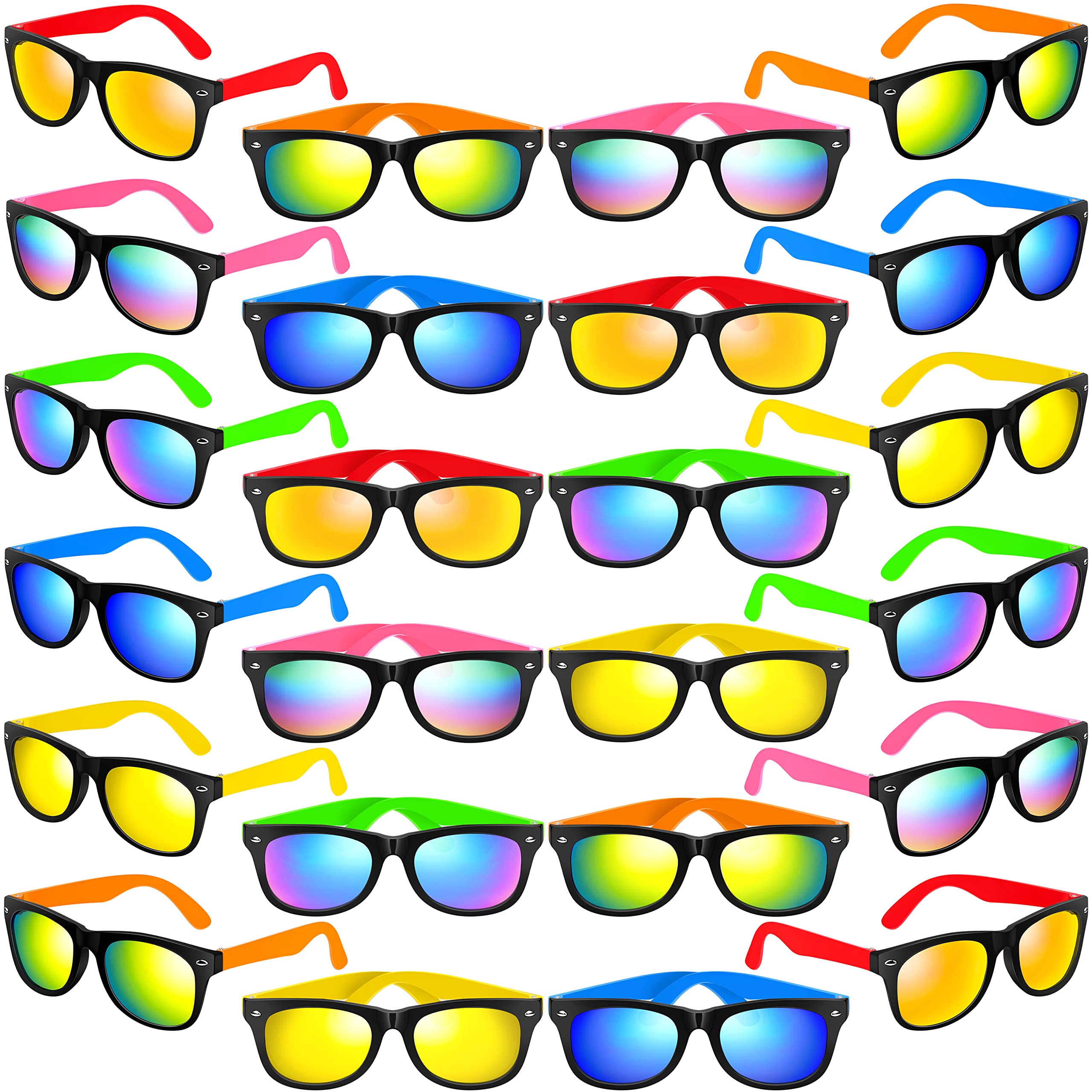 Kids Sunglasses Party Favors, 24Pack Neon Sunglasses with UV400 Protection in Bulk for Kids, Boys and Girls, Great Gift for Birthday Graduation Party Supplies, Beach, Pool Party Favors, Fun Gift,