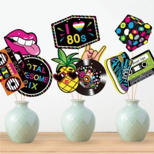 Blulu 80s Party Decorations 80s Banners Door Cover 80s Photo Booth Props 80s Themed Party Decorations Back to the 80s Sign Party Hip Hop Party Backdrop I Love 80s Table Background