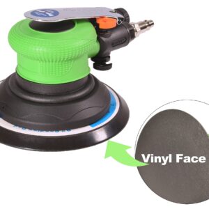 Dynastus 6-Inch Random Orbit Air Palm Sander, Dual Action Pneumatic Polisher with Vinyl PSA Backing Pad and 10pcs Sanding Discs