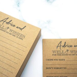 RXBC2011 Kraft Rustic Wedding advice and well wishes cards for the soon to be Mr and Mrs Bride and Groom Newlyweds Bridal Shower Games Note Marriage Advice Pack of 50