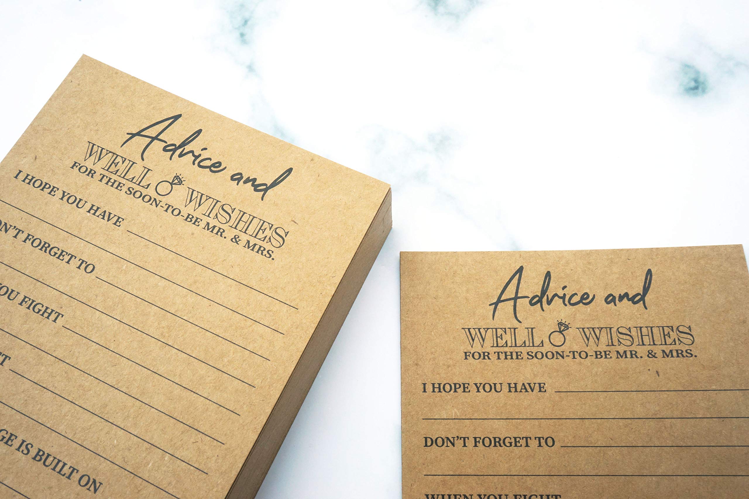 RXBC2011 Kraft Rustic Wedding advice and well wishes cards for the soon to be Mr and Mrs Bride and Groom Newlyweds Bridal Shower Games Note Marriage Advice Pack of 50