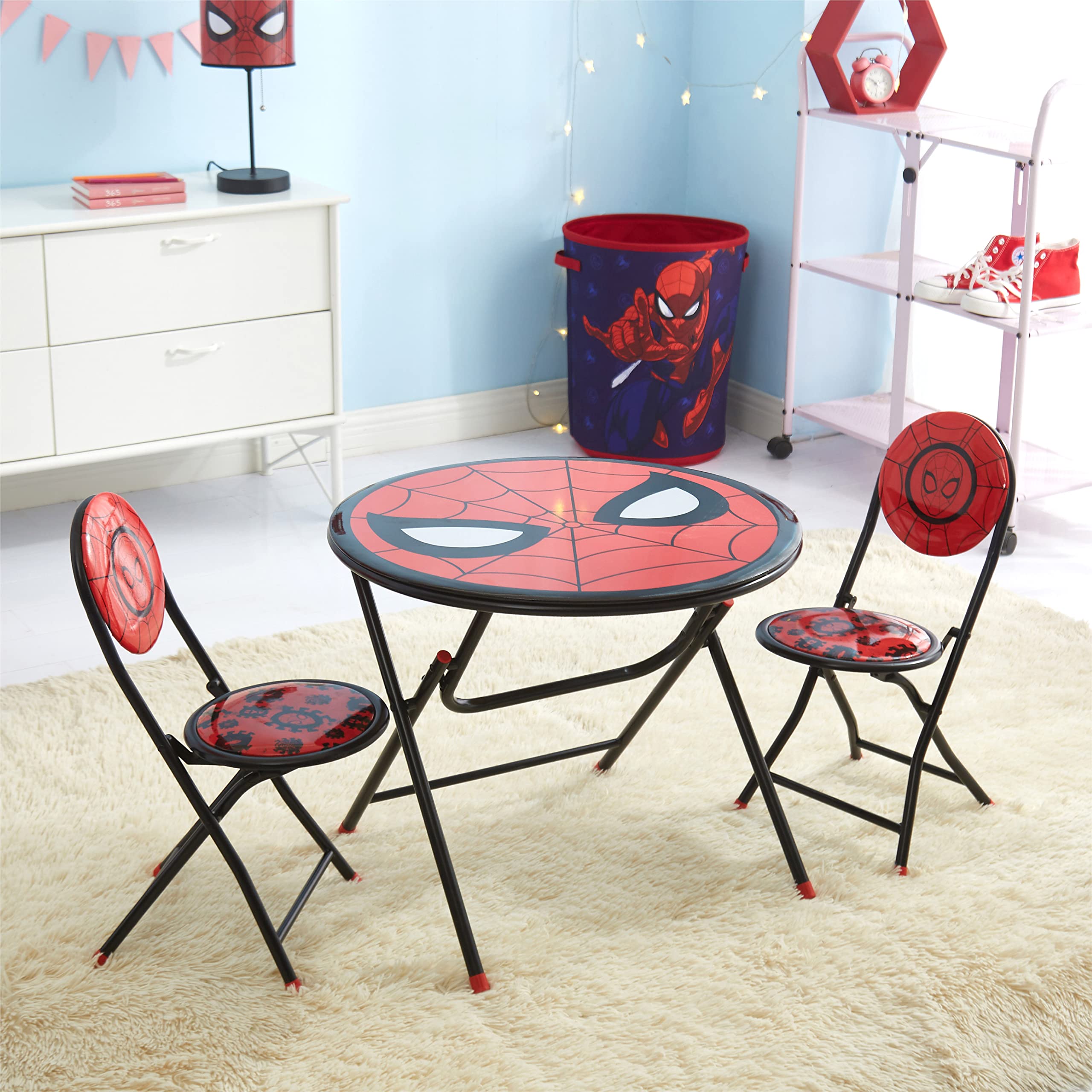 Marvel Spiderman 3 Piece Foldable Round Table and Chair Set, Ages 3+