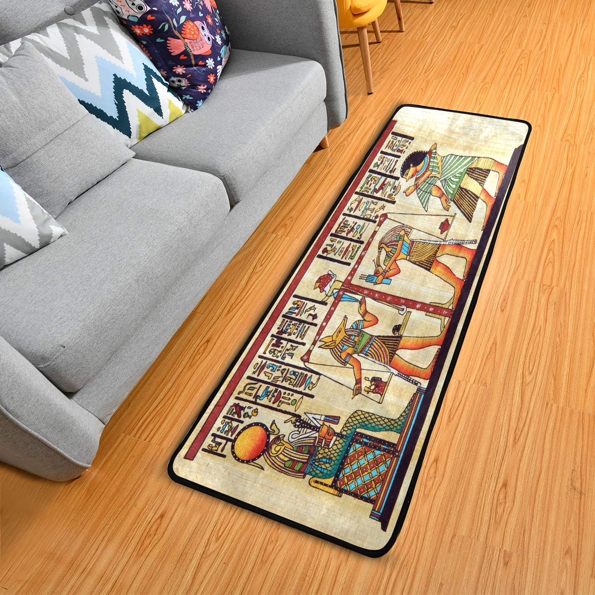 ALAZA Egyptian Papyrus Vintage Collection Area Mat Rug Rugs for Living Room Bedroom Kitchen 2' x 6'