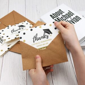 SUPREME IMPRESSION Graduation Thank you Cards 2024 with Envelopes, Attractive Graduation Greeting Cards 2024 Pack of 24 Graduation Cap Thank you Notes Card Set