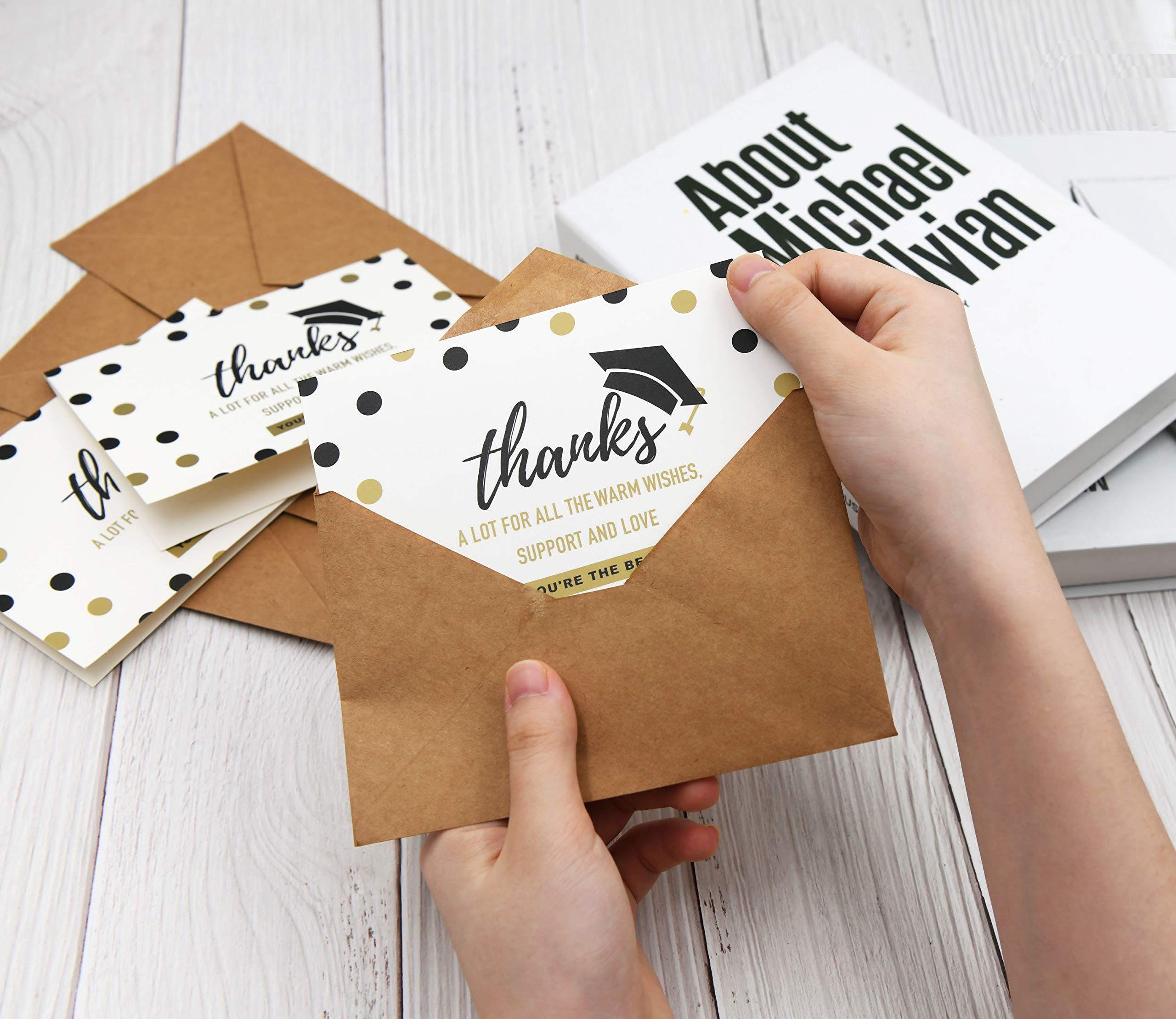 SUPREME IMPRESSION Graduation Thank you Cards 2024 with Envelopes, Attractive Graduation Greeting Cards 2024 Pack of 24 Graduation Cap Thank you Notes Card Set