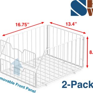 Simple Houseware 2 Pack Grid Wire Stackable Entry Basket Bin, White, 13-Inch