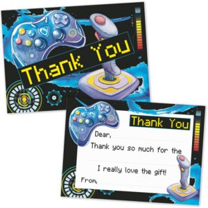 video game birthday party thank you cards for boys - game truck party thank you notes (20 count with envelopes) kids arcade gamer fill in the blank gaming thanks template - video game party supplies