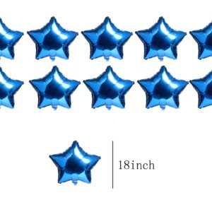 10pcs Star Shape Foil Mylar Helium Balloon 18" Balloon Birthday Party Decoration Foil Balloons,Wedding,Baby Shower Decor - Blue