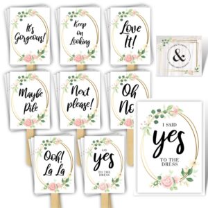 purerejuva wedding dress shopping signs paddles - say yes to the dress props – ideal for bridal dress shopping fun with your bridesmaids (25 pieces)