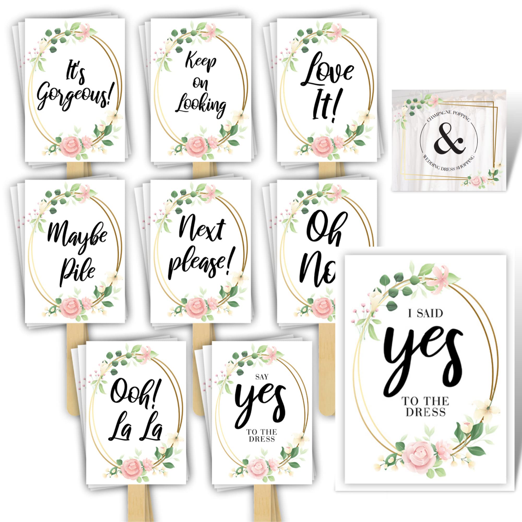 PureRejuva Wedding Dress Shopping Signs Paddles - Say yes to the Dress Props – Ideal for Bridal Dress Shopping Fun with your Bridesmaids (25 Pieces)