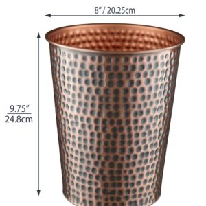 Monarch Abode Circular Wastebasket and Trash Can for Home Office & Bedroom - Decorative Wastebasket - Bathroom Waste Basket- Durable Hand Hammered Antique Copper Finish - Bathroom Trash Can