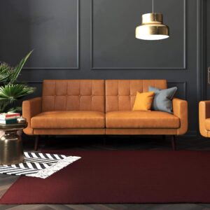 better homes & gardens nola sofa bed (camel faux leather)