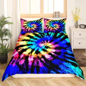 tie dye comforter cover set hippie spiral bedding set ethnic boho duvet cover swirl tie dyed pattern bed comforter cover,bohemian hippie bedding decor queen fashion quilt cover with 2 pillow shams