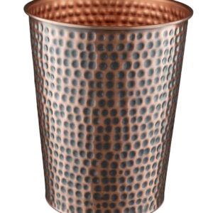 Monarch Abode Circular Wastebasket and Trash Can for Home Office & Bedroom - Decorative Wastebasket - Bathroom Waste Basket- Durable Hand Hammered Antique Copper Finish - Bathroom Trash Can