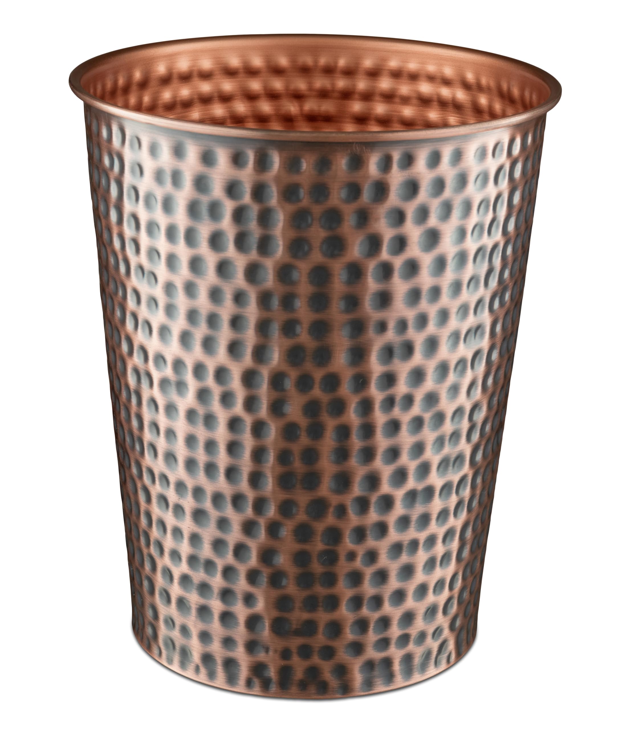 Monarch Abode Circular Wastebasket and Trash Can for Home Office & Bedroom - Decorative Wastebasket - Bathroom Waste Basket- Durable Hand Hammered Antique Copper Finish - Bathroom Trash Can