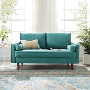 modway valour performance velvet loveseat, teal valour performance velvet loveseat