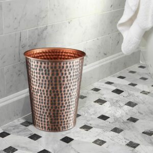 Monarch Abode Circular Wastebasket and Trash Can for Home Office & Bedroom - Decorative Wastebasket - Bathroom Waste Basket- Durable Hand Hammered Antique Copper Finish - Bathroom Trash Can