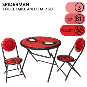 Marvel Spiderman 3 Piece Foldable Round Table and Chair Set, Ages 3+