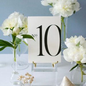 Weekend Paper Co.™ Modern Table Numbers, Single Sided 4x6 Modern Design, Black Matte Ink, Numbers 1-25 plus 3 BONUS signs for Your Wedding, Reception, Anniversary, Birthday Party or Any Celebration!