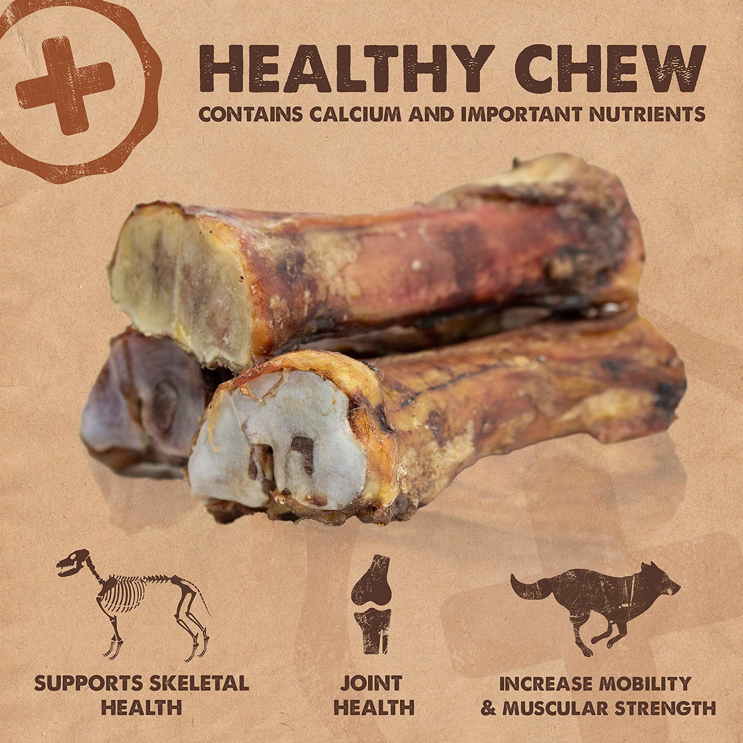 Downtown Pet Supply - Dog Bones for Aggressive Chewers - Natural Beef Bones for Dogs - Beef Marrow, Calcium, Glucosamine & Chondroitin for Joint Health - Dog Dental Chew - Craft Cut Shin Bone - 1Ct