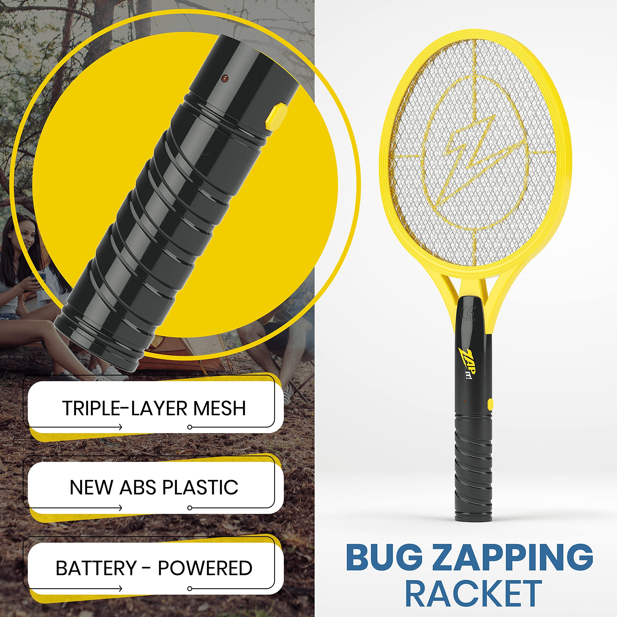 Zap It Bug Zapper Battery Powered (2xAA Included) Bug Zapper Racket, 3,500 Volt, 2 Pack