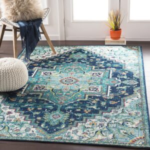 livabliss wendy vintage medallion area rug,5'3" x 7'9",teal/dark blue