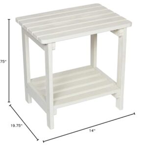 Shine Company Providence Rectangular Solid Wood Side Table, Outdoor Adirondack Patio Table, Eggshell White