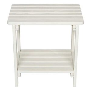 Shine Company Providence Rectangular Solid Wood Side Table, Outdoor Adirondack Patio Table, Eggshell White