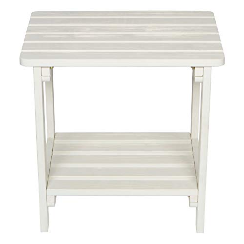 Shine Company Providence Rectangular Solid Wood Side Table, Outdoor Adirondack Patio Table, Eggshell White