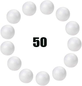 hesmartly 50-pack 1inch white craft balls for crafts, smooth round white foam balls, craft supplies for diy decorations