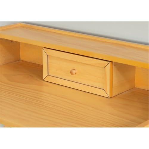 Linon Cade Wood Folding Desk with Small Drawer in Natural Brown Stain