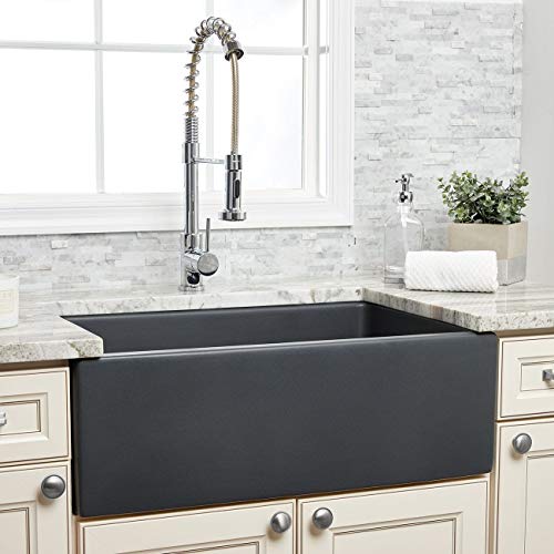 Vintage Tub & Bath 30 X 18 Fluted Fireclay Reversible Apron Farmhouse Sink - Matte Dark Gray