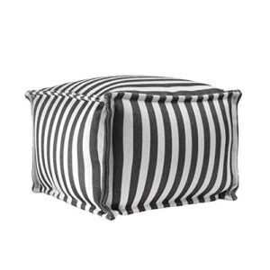 nuLOOM Porto Striped Indoor/Outdoor Ottoman Pouf Grey 14" x 20" x 20"